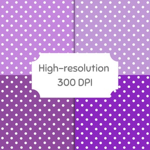 Purple Polka Dot Seamless Digital Paper Pack, Scrapbook Paper, Craft ...
