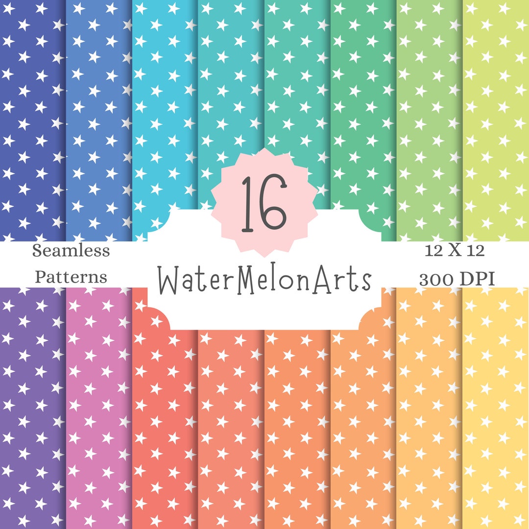 16 Digital Star Patterns, Multi Color Backgrounds, Seamless Pattern ...