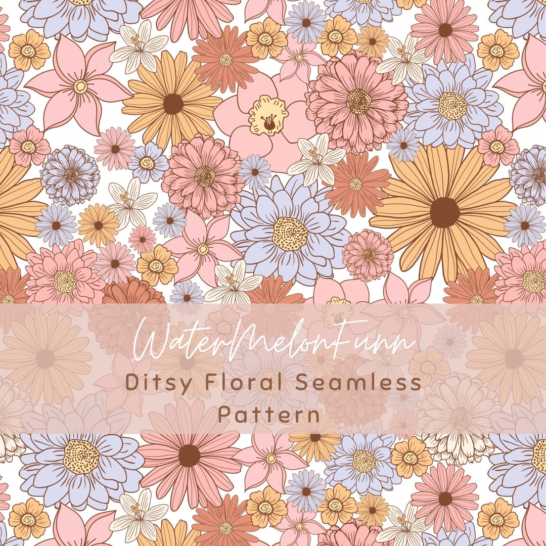Seamless Boho Floral Pattern in Vibrant Colors for Fabric & Digital ...