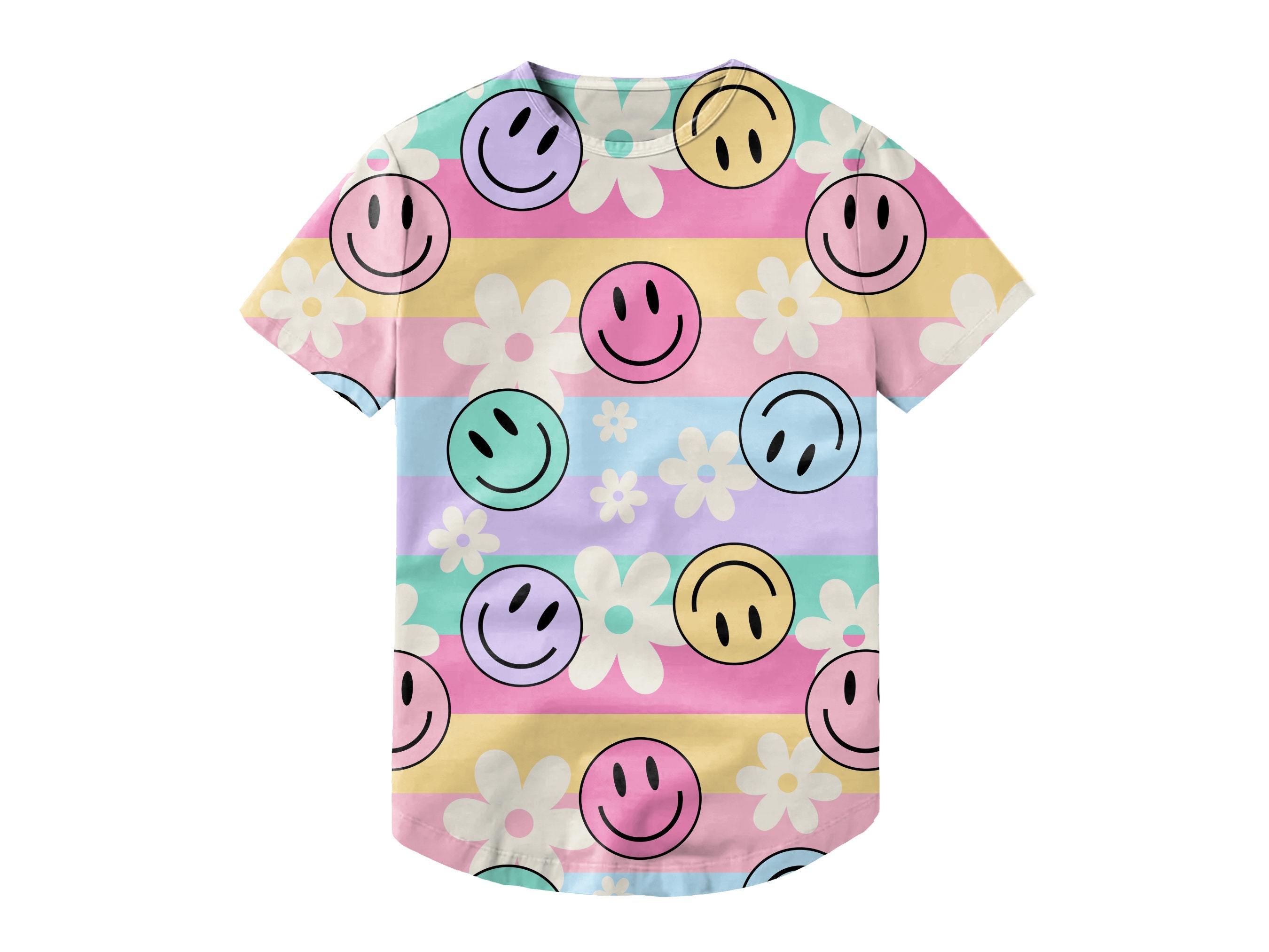 Pastel Colors Smiley Faces Seamless Pattern for Fabric Sublimation ...