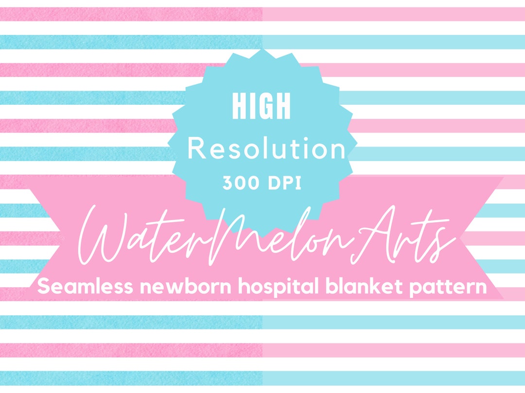 Newborn Stripe Hospital Blanket, Seamless Digital Pattern, Bright Pink ...