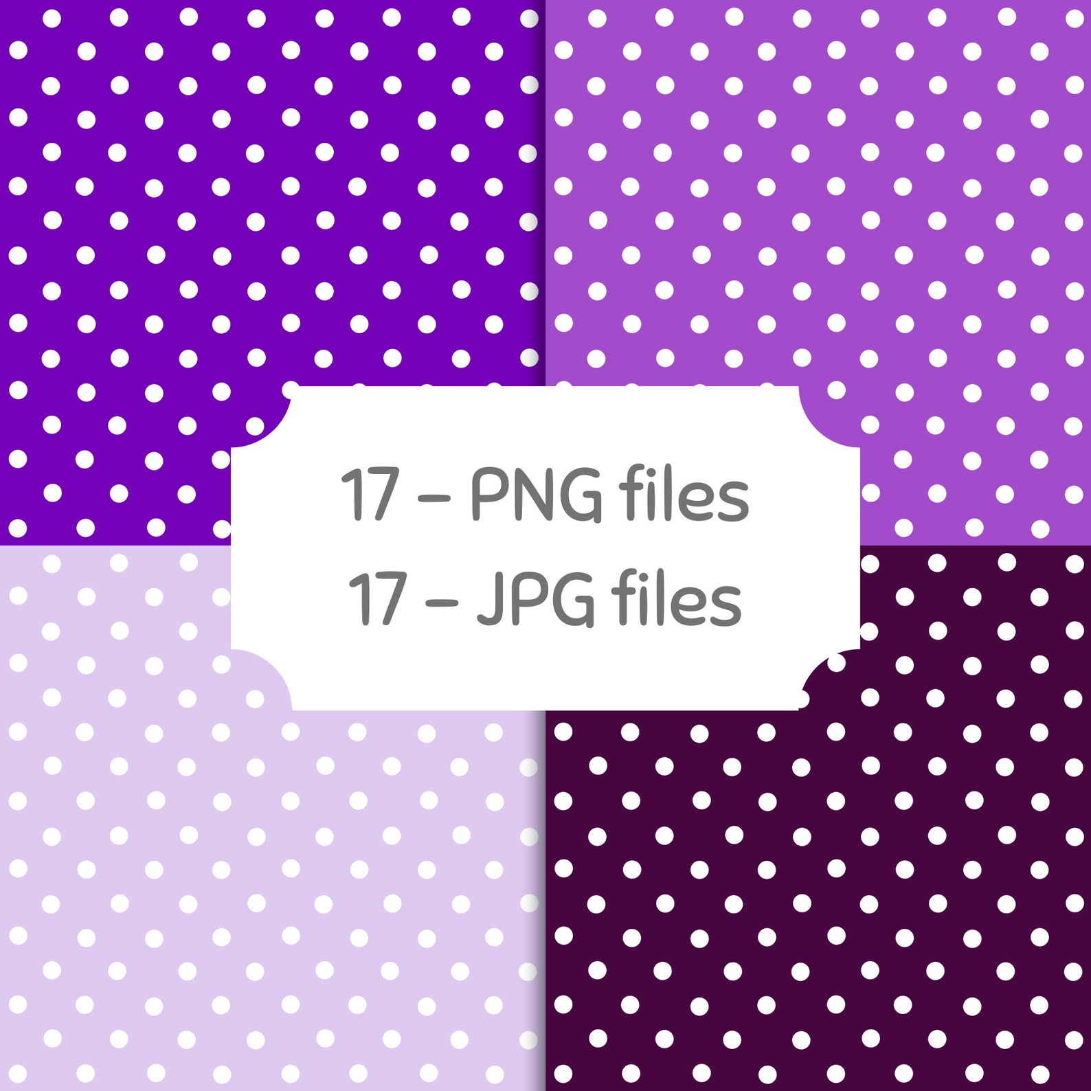 Purple Polka Dot Seamless Digital Paper Pack, Scrapbook Paper, Craft ...