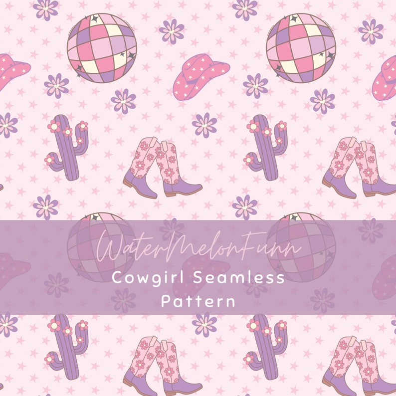 Western Cow Girl Seamless Pattern, Cow Girl Repeating Pattern, Files ...