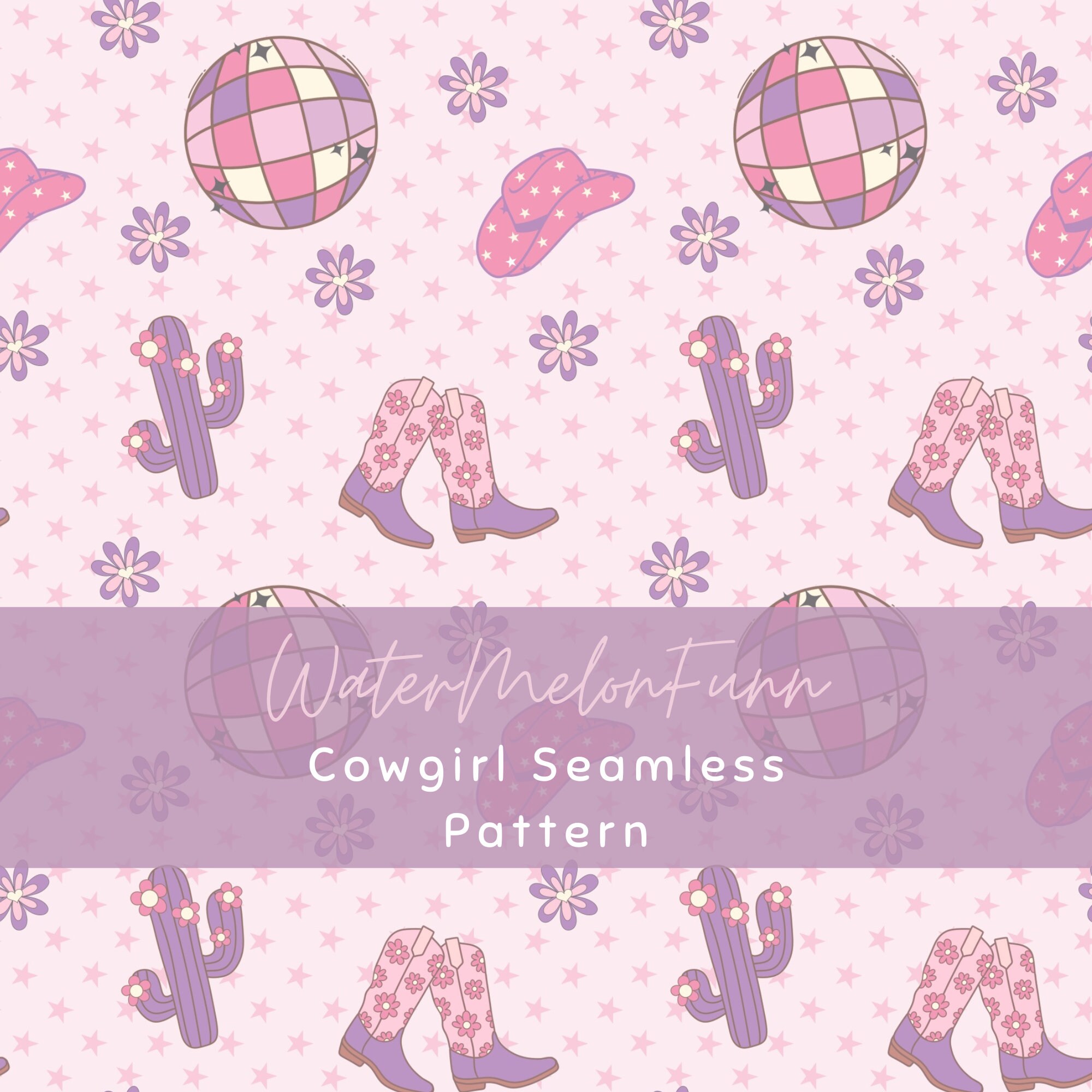 Western Cow Girl Seamless Pattern, Cow Girl Repeating Pattern, Files ...