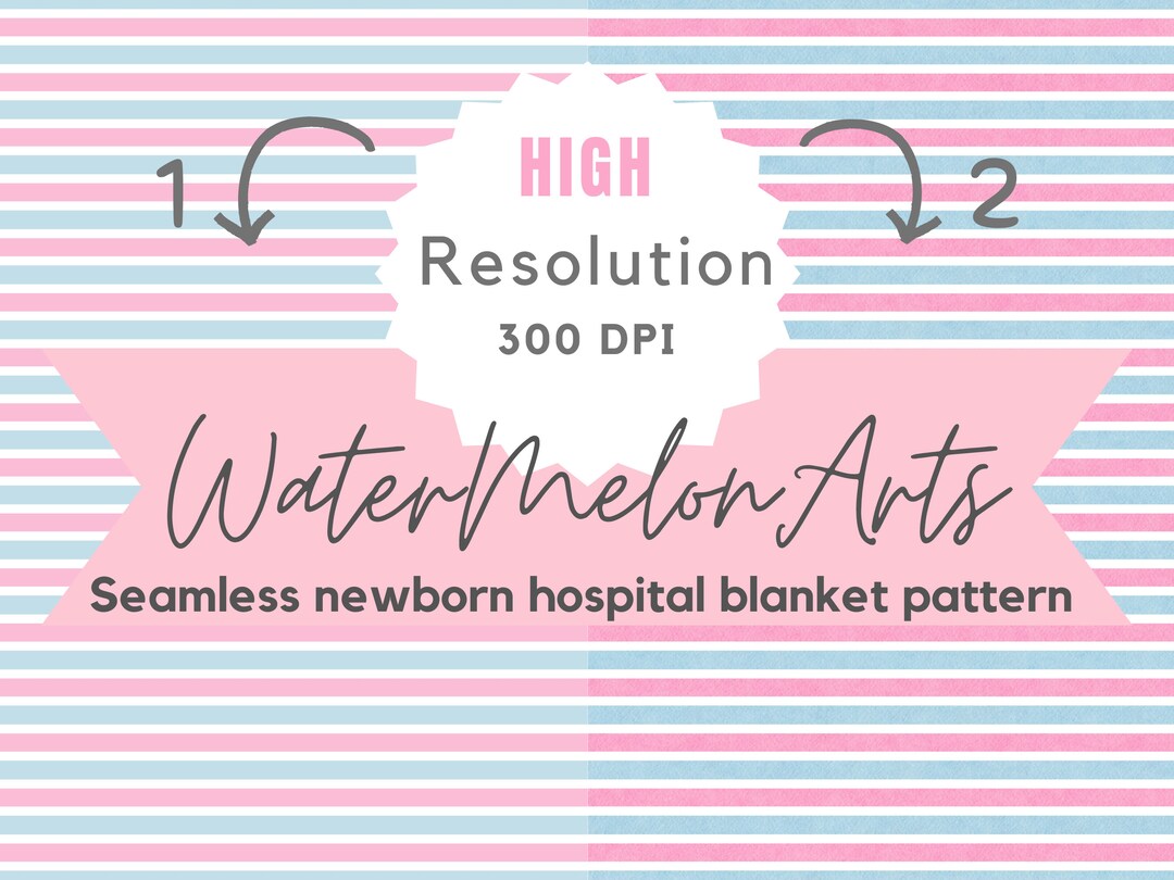 Newborn Stripe Hospital Blanket, Seamless Digital Pattern, Pink & Blue ...