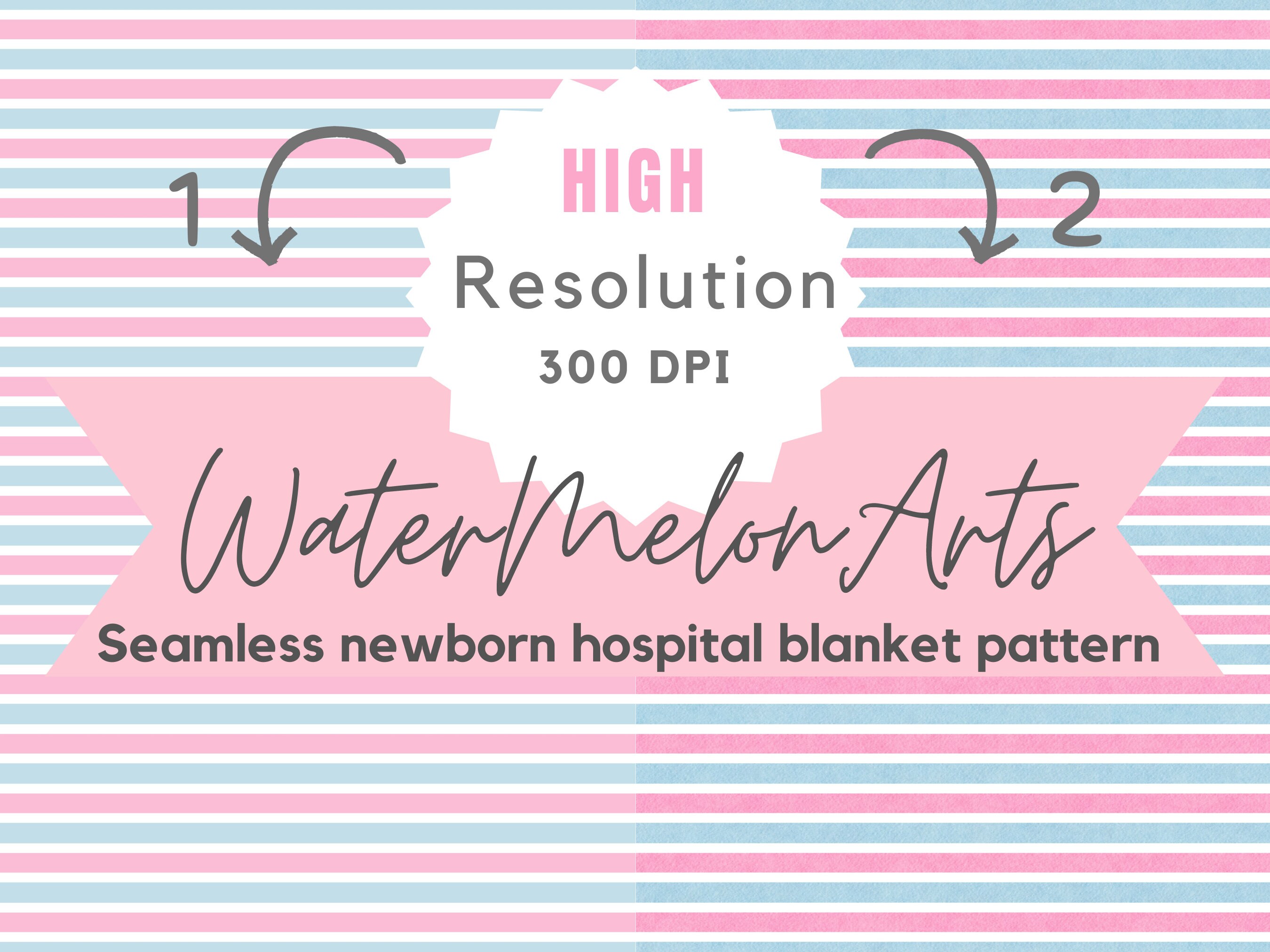 Newborn Stripe Hospital Blanket, Seamless Digital Pattern, Pink & Blue ...