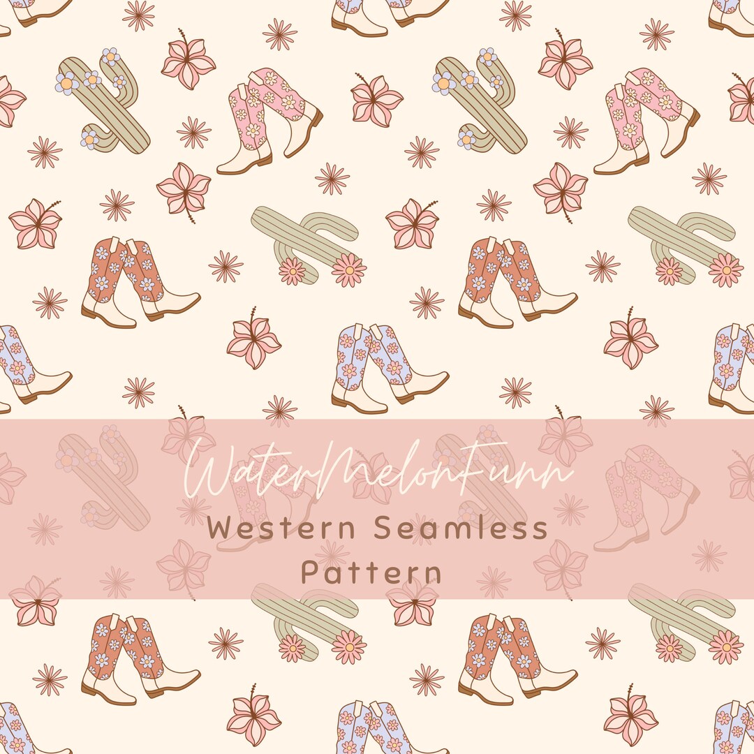Western Cowgirl Seamless Digital Paper for Fabric & Crafts - Instant ...
