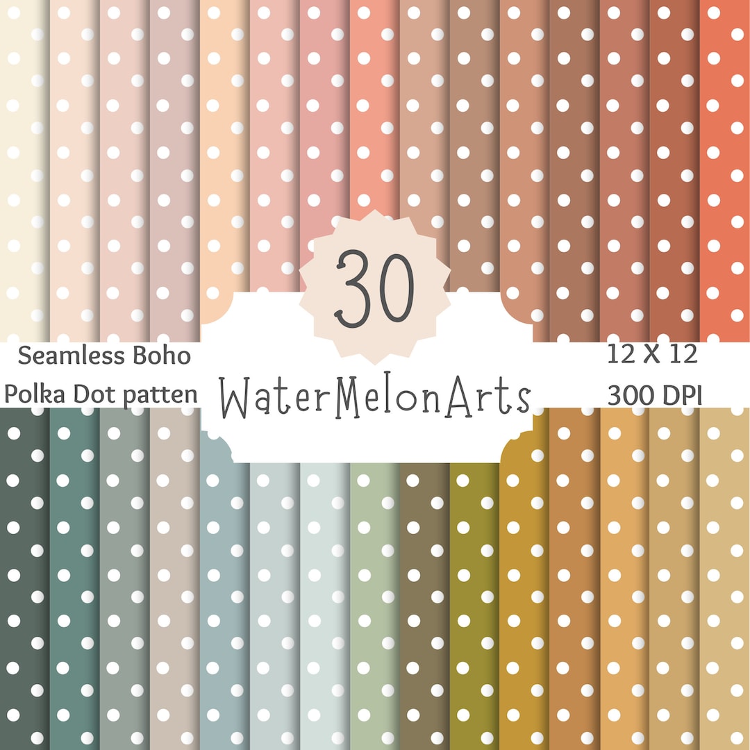 30 Boho Digital Patterns, Seamless Polka Dots, Seamless Pattern, JPG ...