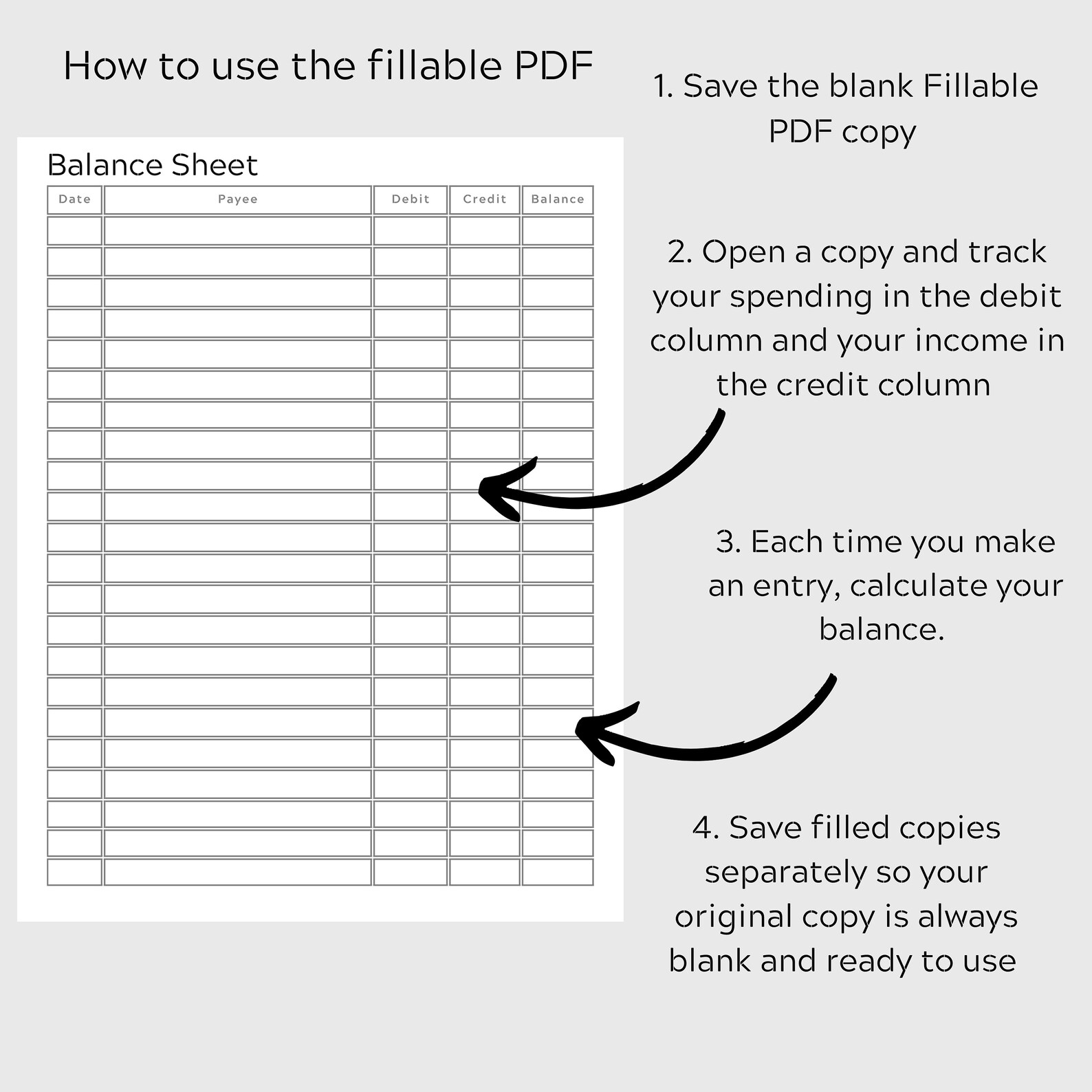 Basic Balance Sheet Template Track Spending - Etsy