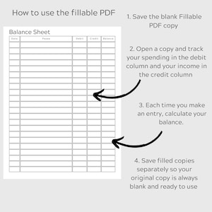 Basic Balance Sheet Template Track Spending - Etsy