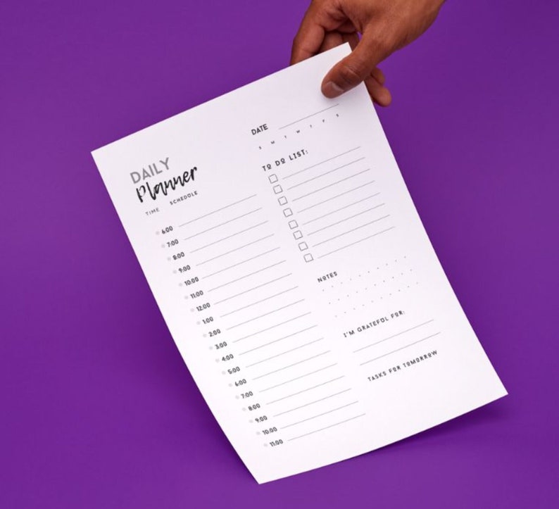 Daily Planner, Pdf, Digital Planner, Cute Planner, Minimal Productivity ...
