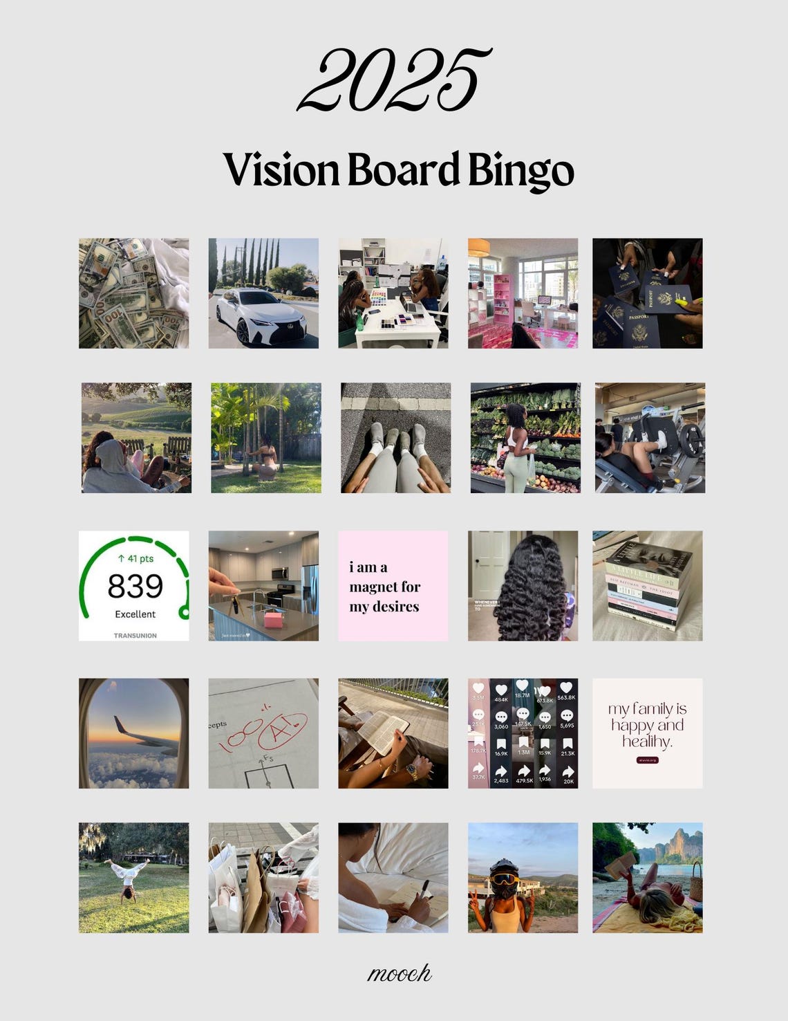2025 Vision Board Bingo Template - Editable Canva Digital Download - Etsy
