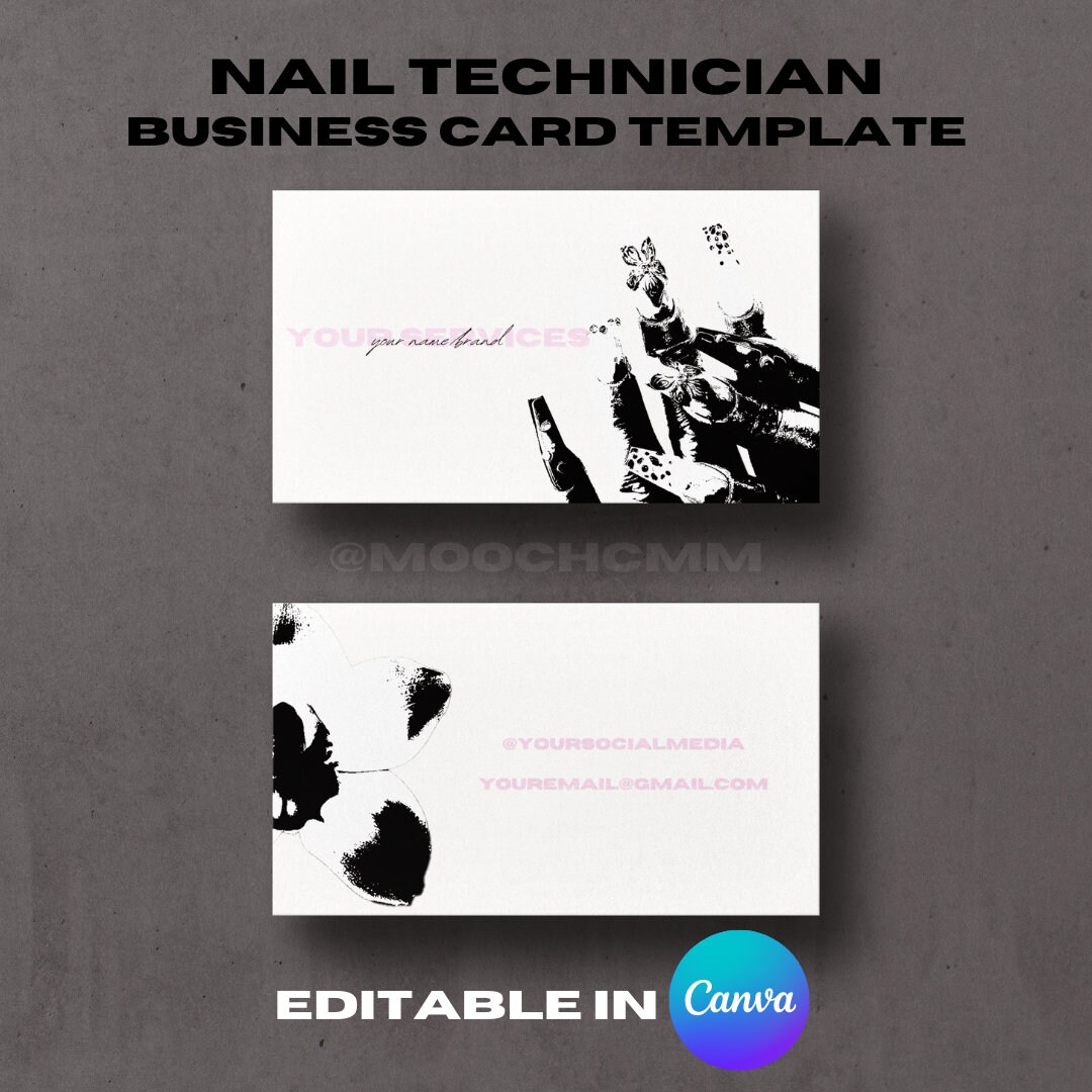 Editable Business Card Canva Template Nail Tech, Luxury Business Card ...