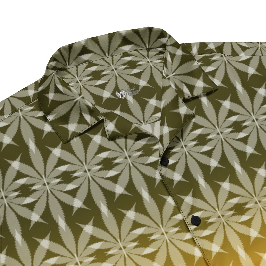 Reggae Vibration Cannabis Leaf Pattern Unisex Button Shirt Rasta Colors ...