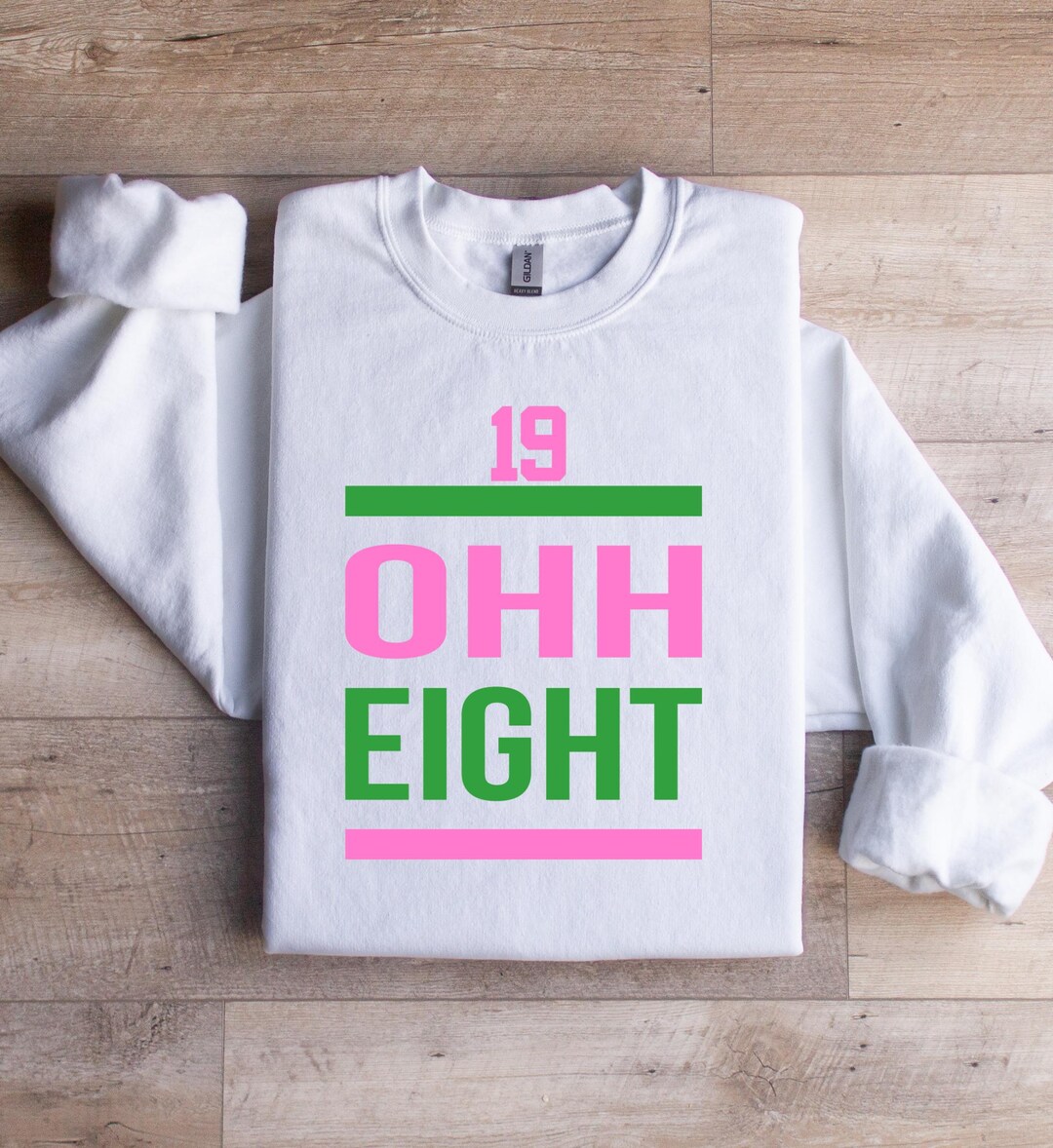19 OHH Eight Sweatshirt | AKA Alpha Kappa Alpha | Pink and Green | HBCU ...