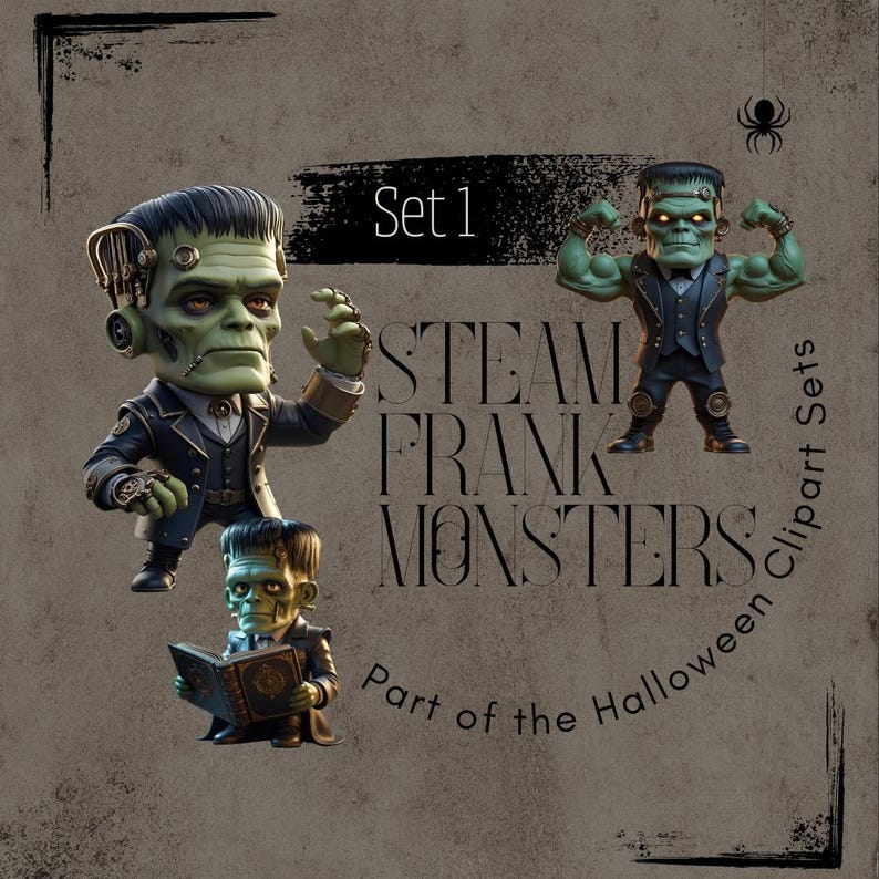 Steampunk Frank Monster Clipart Set 1 - Etsy
