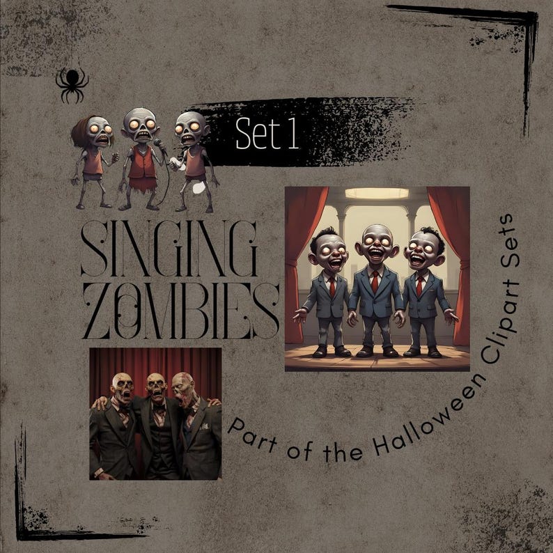 Singing Zombies Clipart Set 1 - Etsy