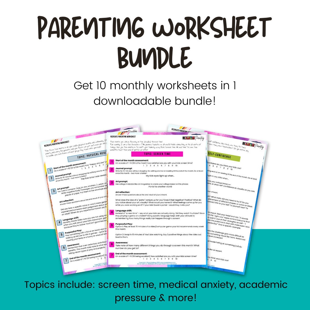 Parenting Worksheet BUNDLE- Therapist Worksheets - Parenting Worksheets ...