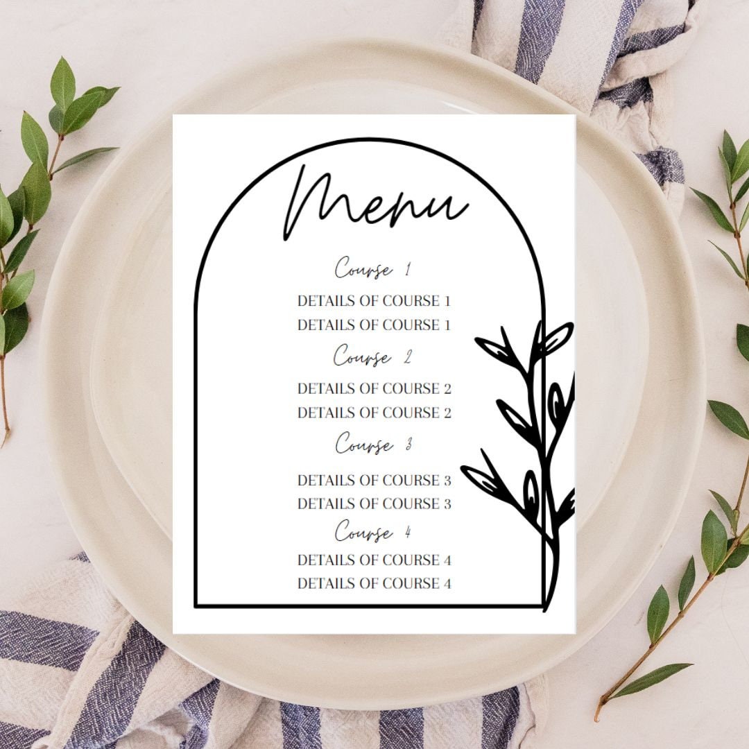 Printable Menu Template - Etsy Canada