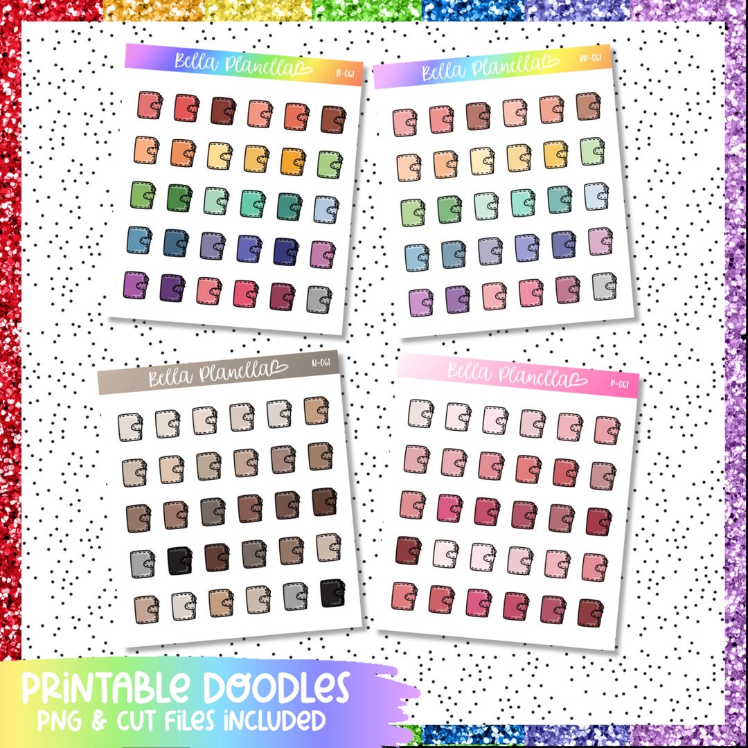 Planner V2 4 Colours Printable Doodles Printable Cut Line Files Instant ...