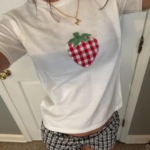 Strawberry Patchwork Fabric Hand Sewn Cropped Top! All Are Handmade and Stitched! All Sewn by ...