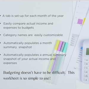 Budget Planner for Microsoft Excel, Monthly Budget Spreadsheet, Weekly ...