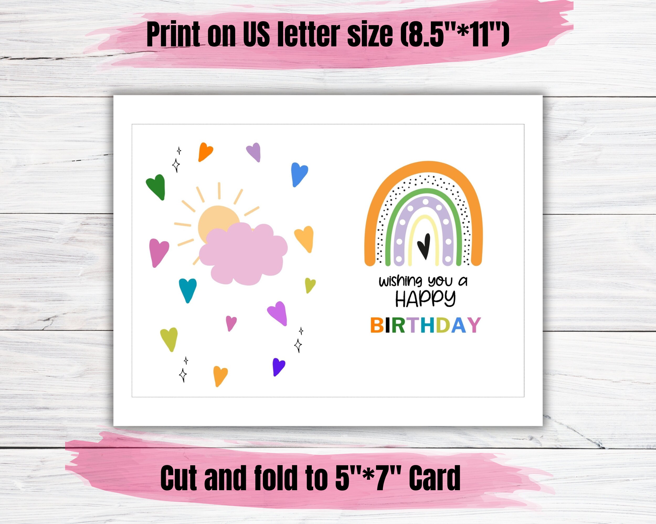Printable 57 Greeting Card Printable Rainbow Happy Birthday Card for ...