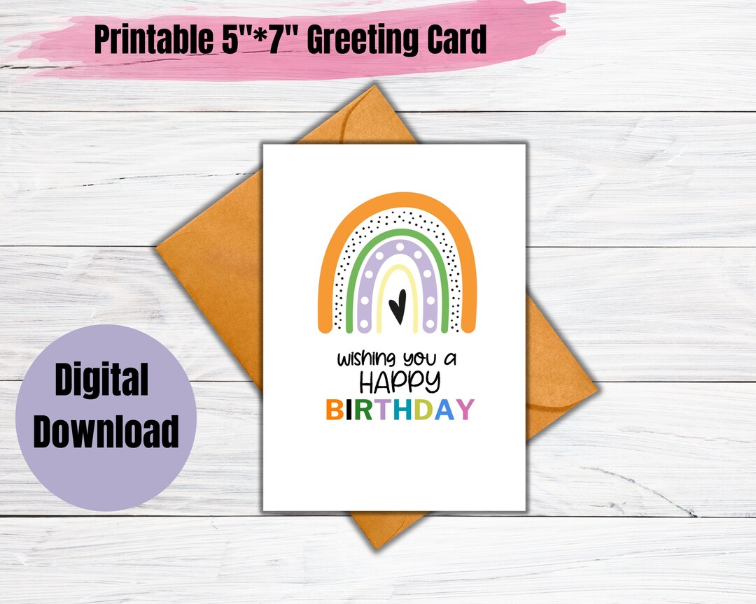 Printable 57 Greeting Card Printable Rainbow Happy Birthday Card for ...