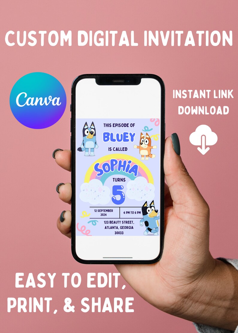 Editable Digital Bluey Birthday Invitation - Etsy