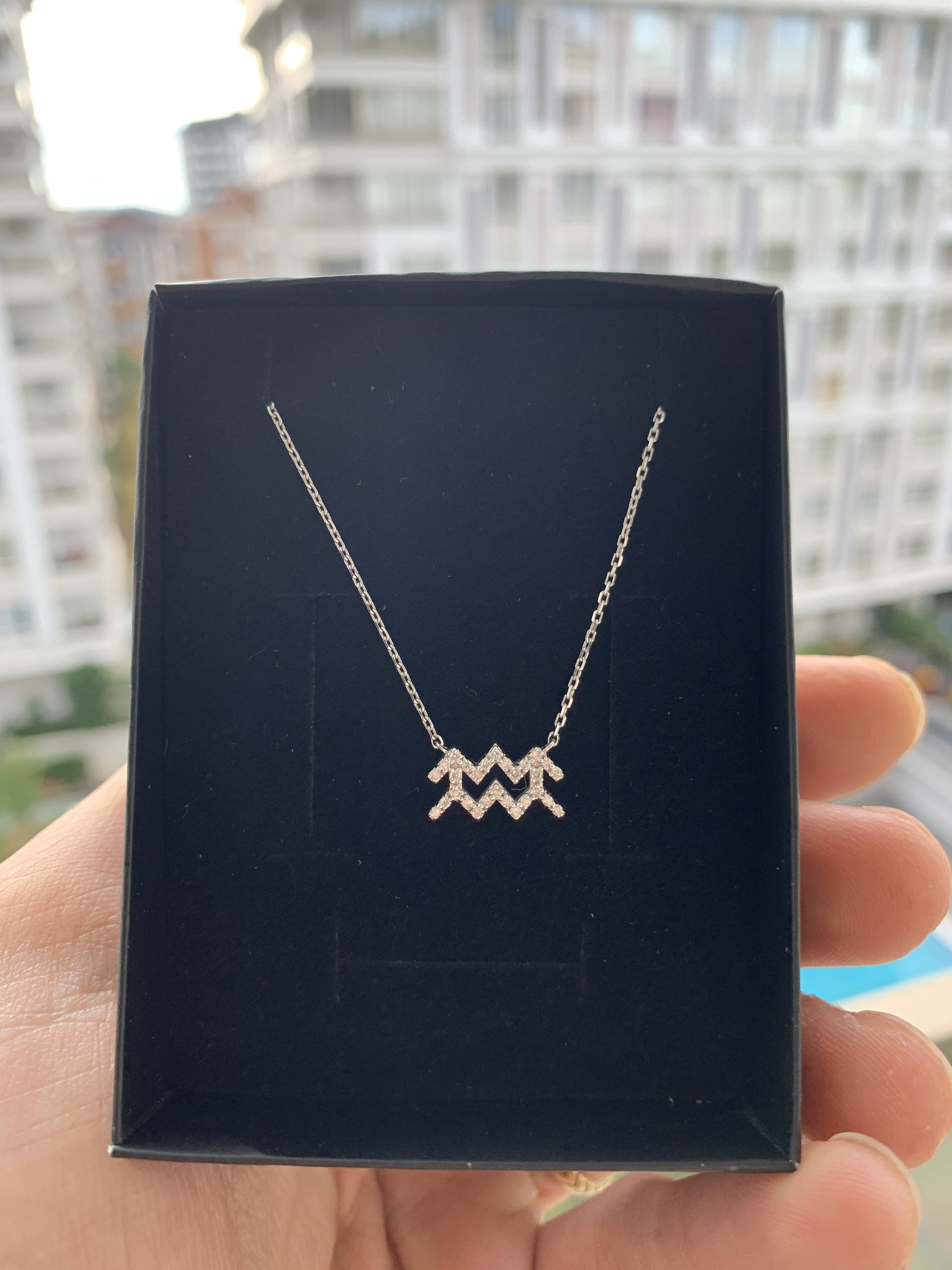 14k Gold Diamond Aquarius Necklace, Zodiac Necklace, Aquarius Necklace ...