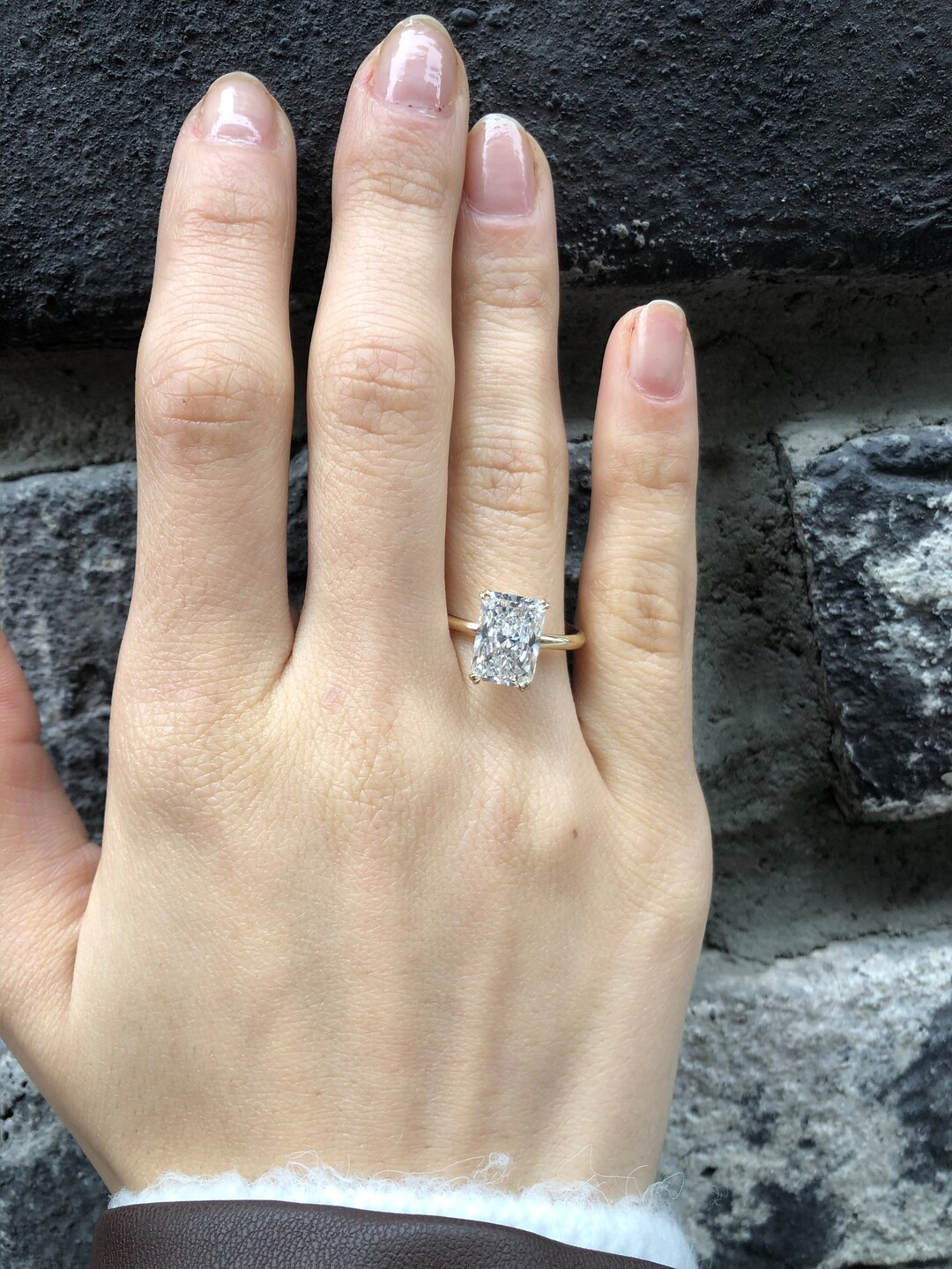 3 Ct Diamond Radiant Gold Ring, Gold Engagement Ring, Radiant Cut Gold ...