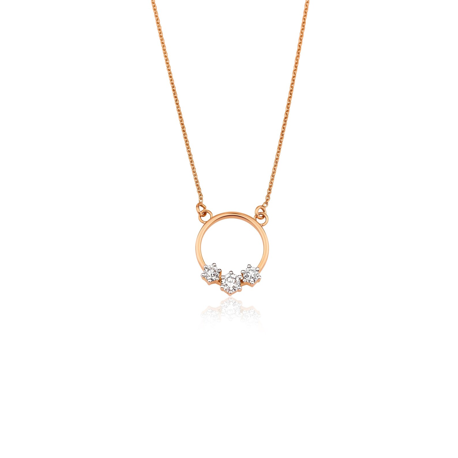 14k Gold Diamond Circle Necklace, Gold Circle Necklace, Geometric ...