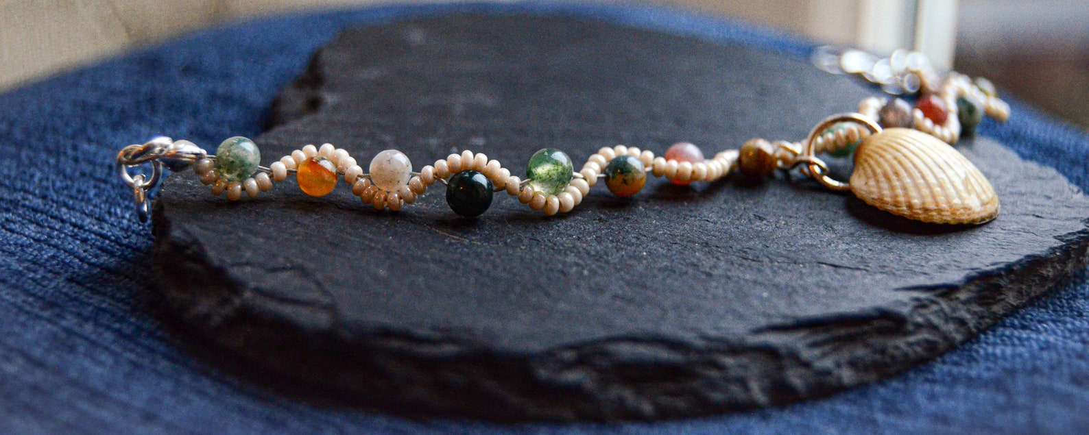 Woven Bracelet With Seashell Charm - Etsy