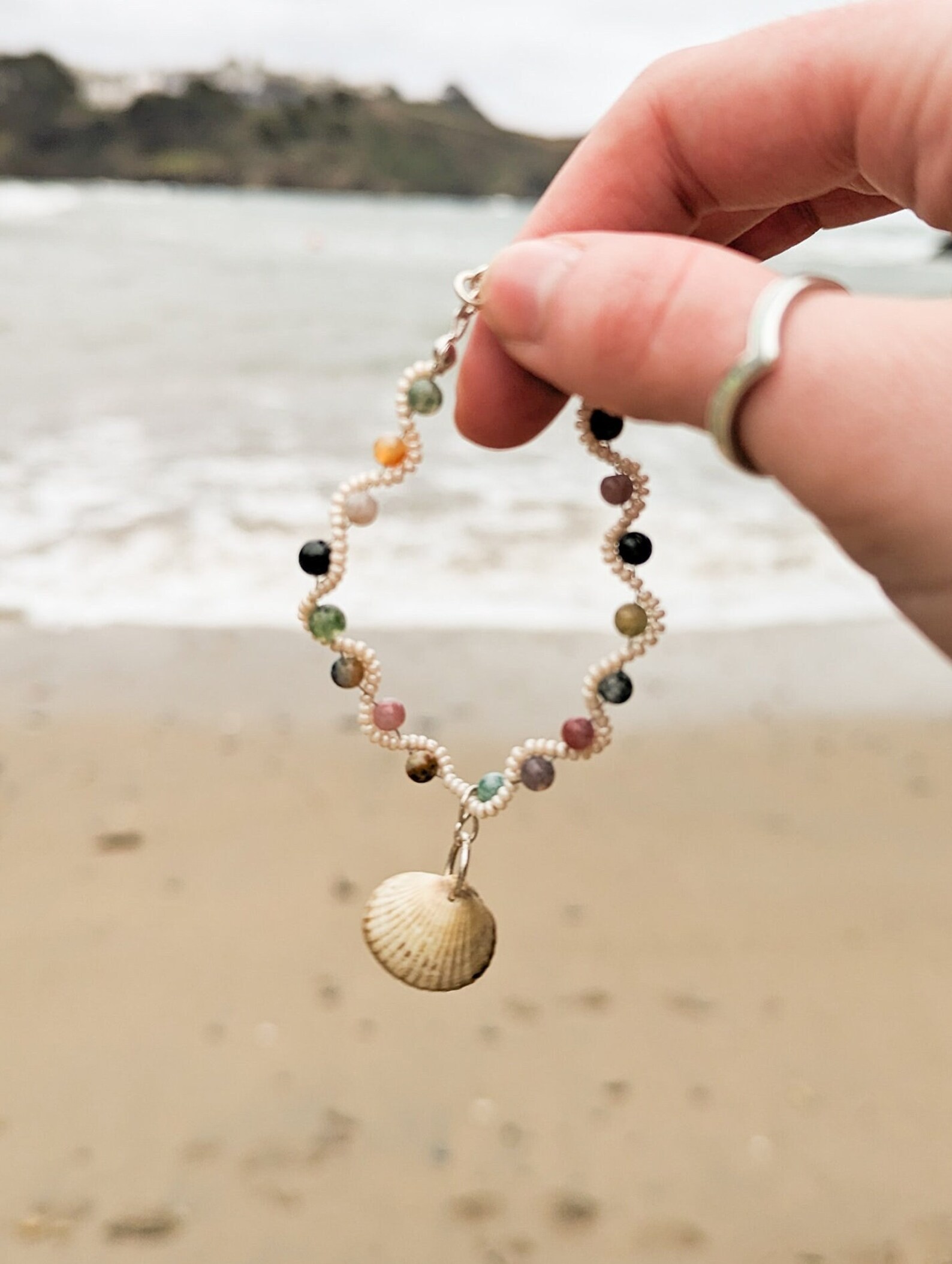 Woven Bracelet With Seashell Charm - Etsy
