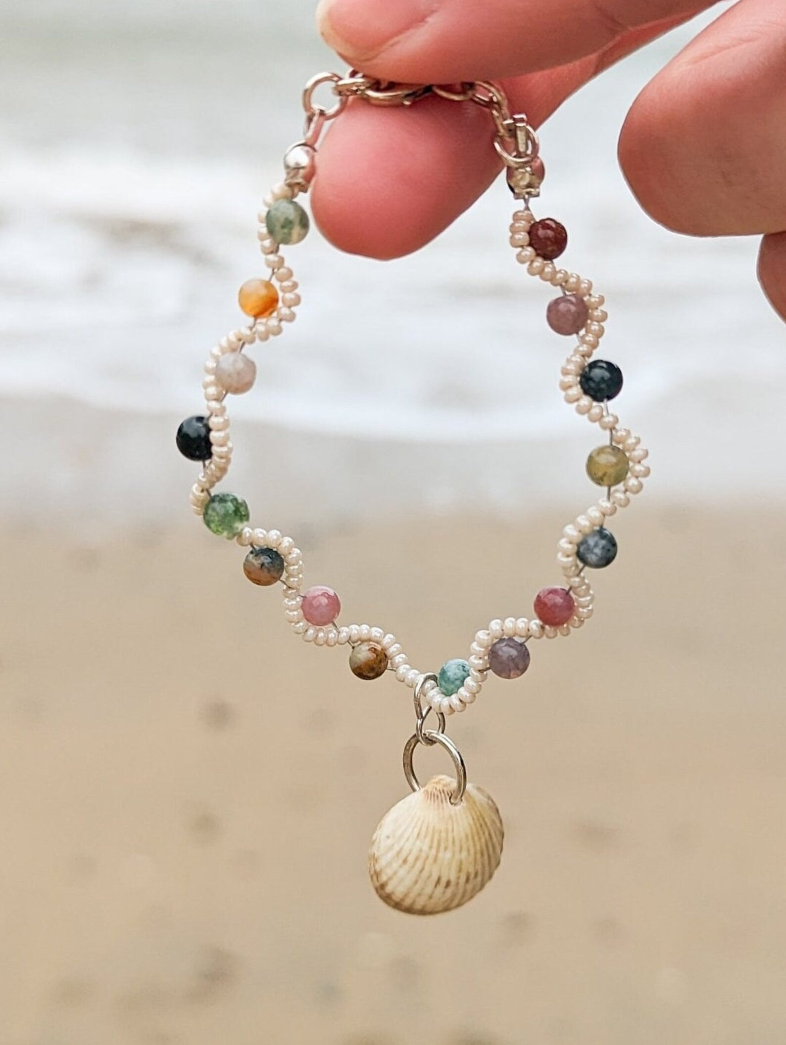Woven Bracelet With Seashell Charm - Etsy