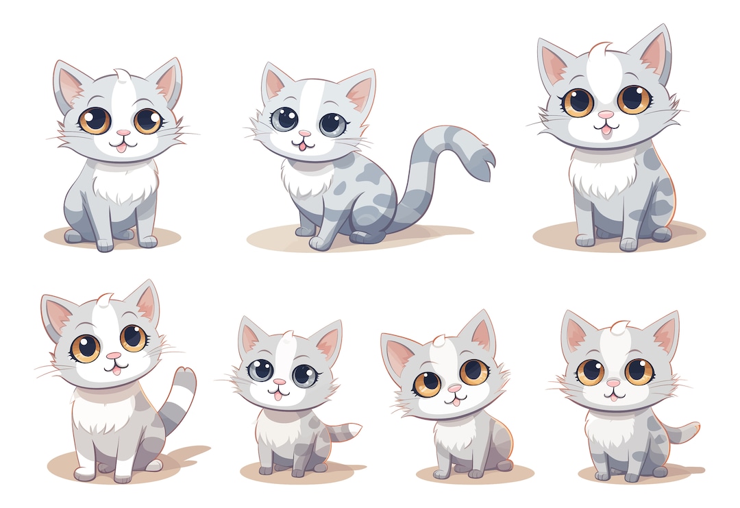 Cute Cat Clipart (vector Files) - Etsy