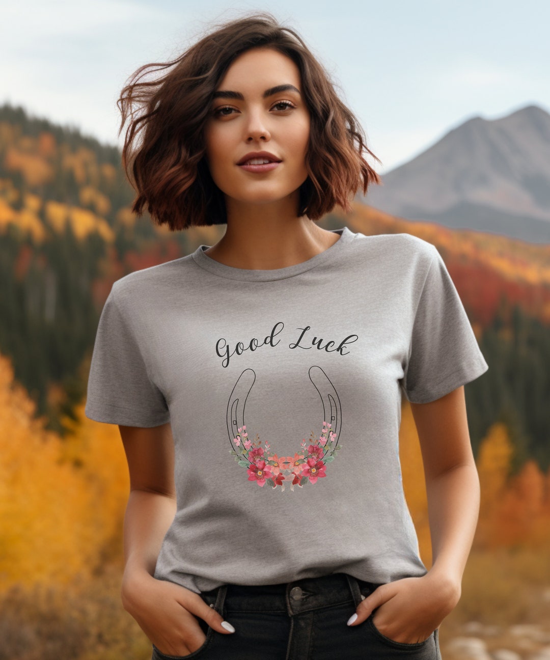 Good Luck Horseshoe Tee: Floral Y2K Style Shirt - Etsy