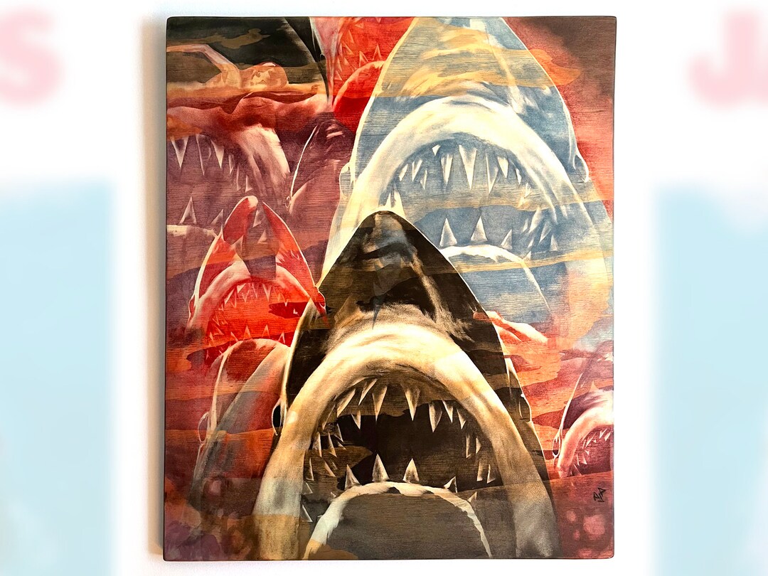 JAWS Shark Vision Wood Stain Painting - Etsy