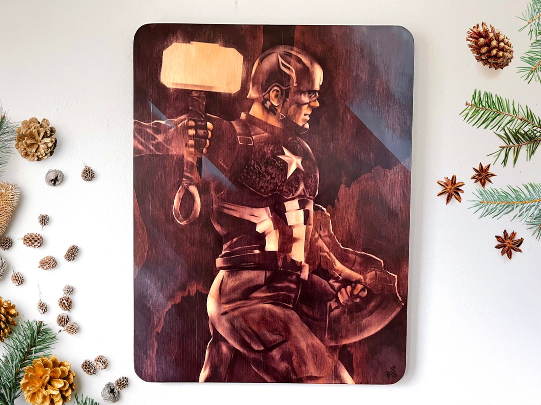 Captain America "worthy" Wood Stain Art - Etsy