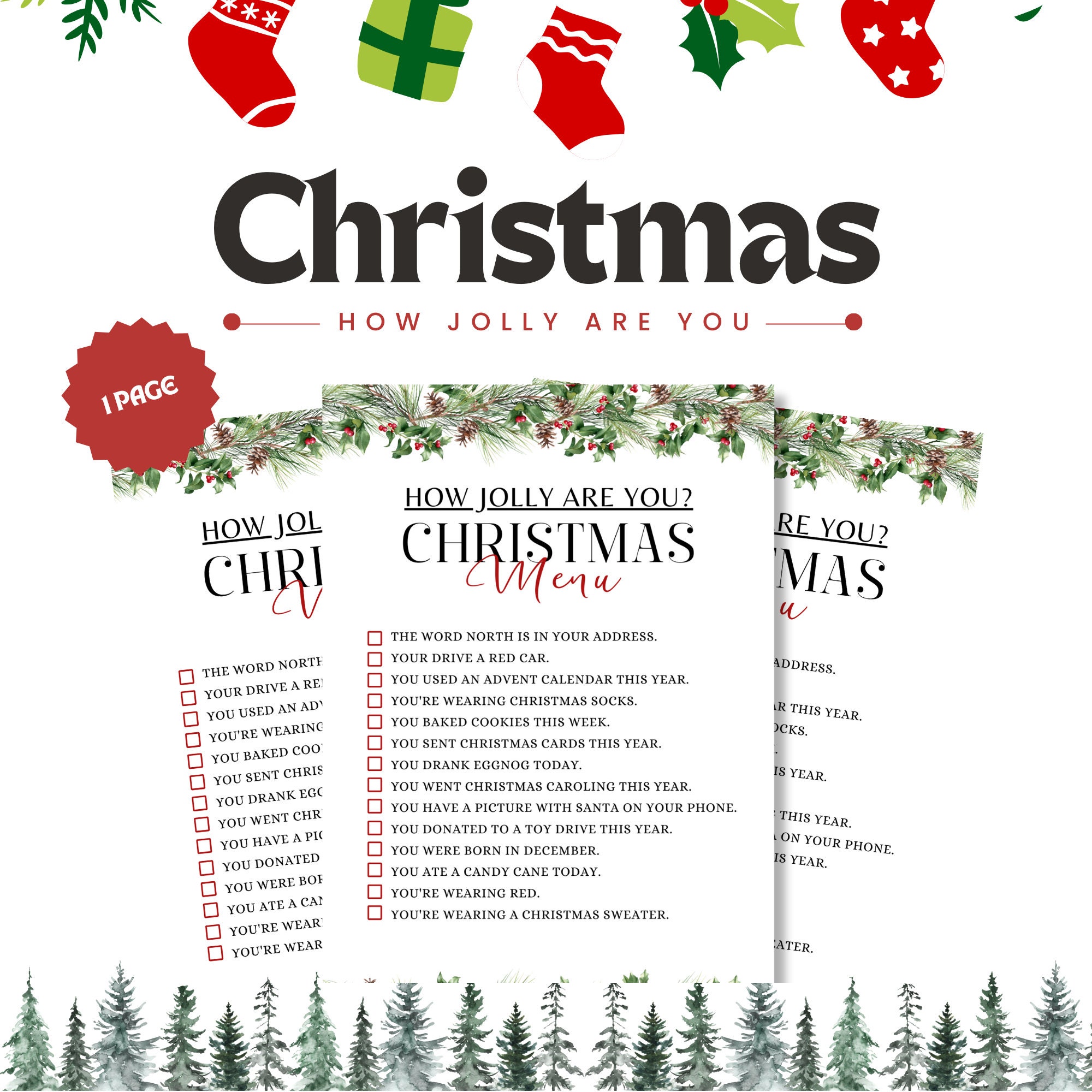 How Jolly Are You Christmas Game, Fun Printable Group Activity for ...