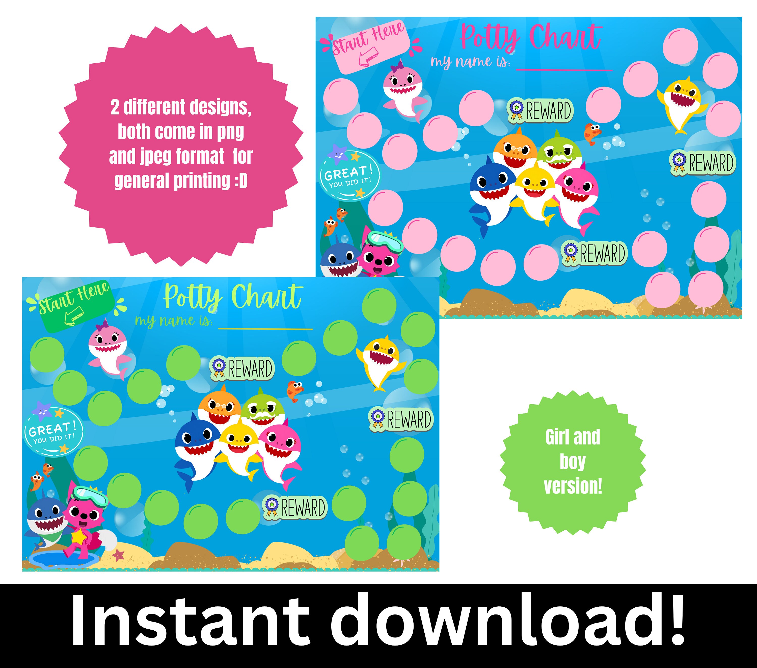 Baby Shark Potty Training Chart Printable Both Girl and Boy - Etsy Baby Shark Potty Training Chart Printable Both Girl and Boy - Etsy