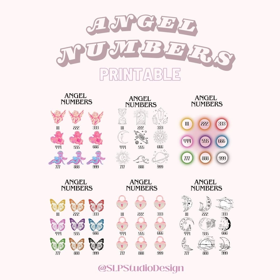 Angel Number Posters Digital Download | 111 222 333 444 555 666 777 888 ...