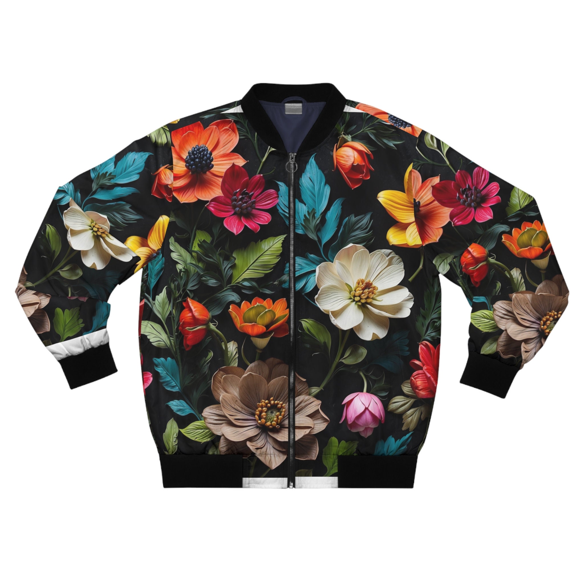 Men's Vintage Retro Flower Bomber Jacket AOP - Etsy