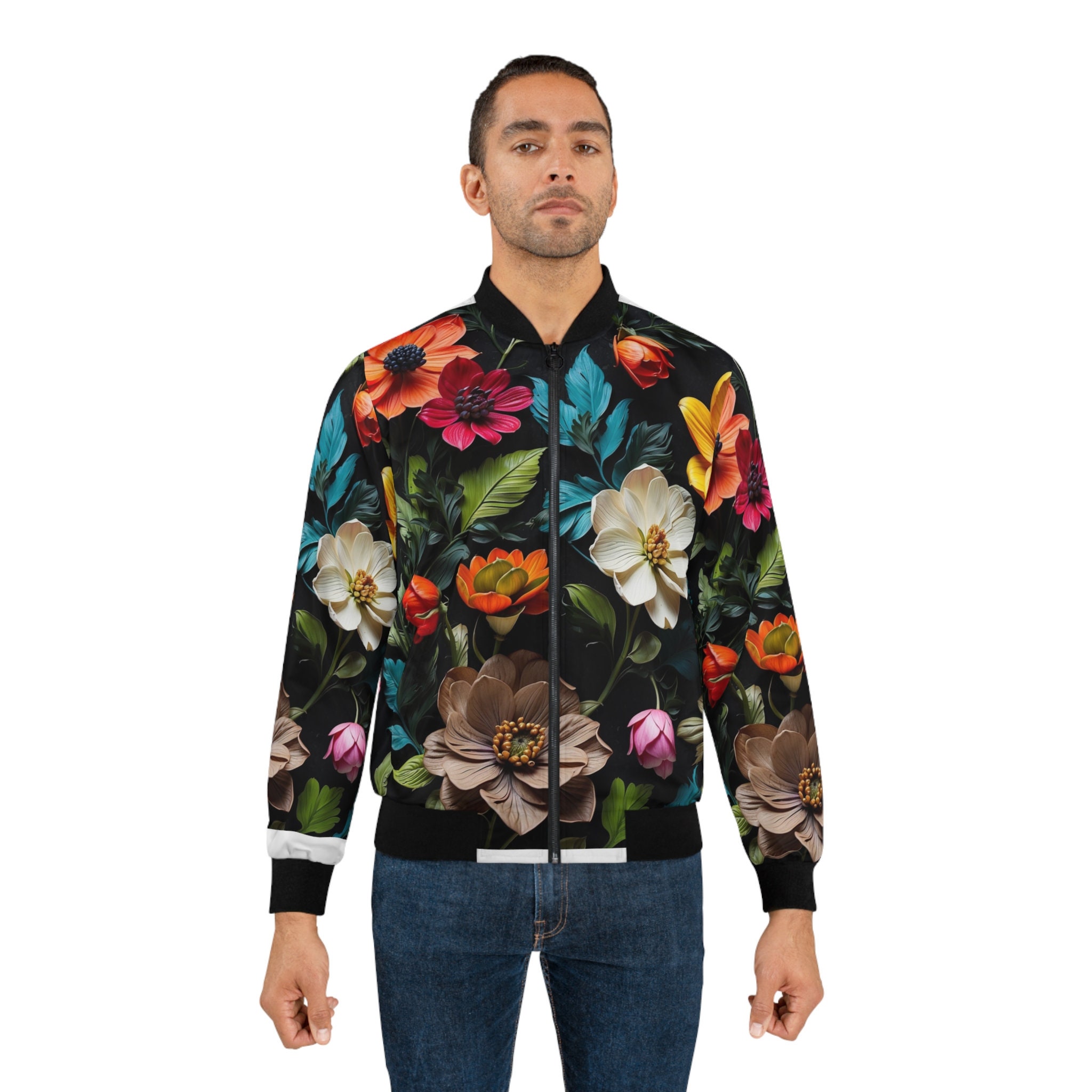 Men's Vintage Retro Flower Bomber Jacket AOP - Etsy