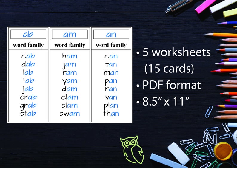 Word Family Reading Printables Flashcards Worksheet Homeschool ...