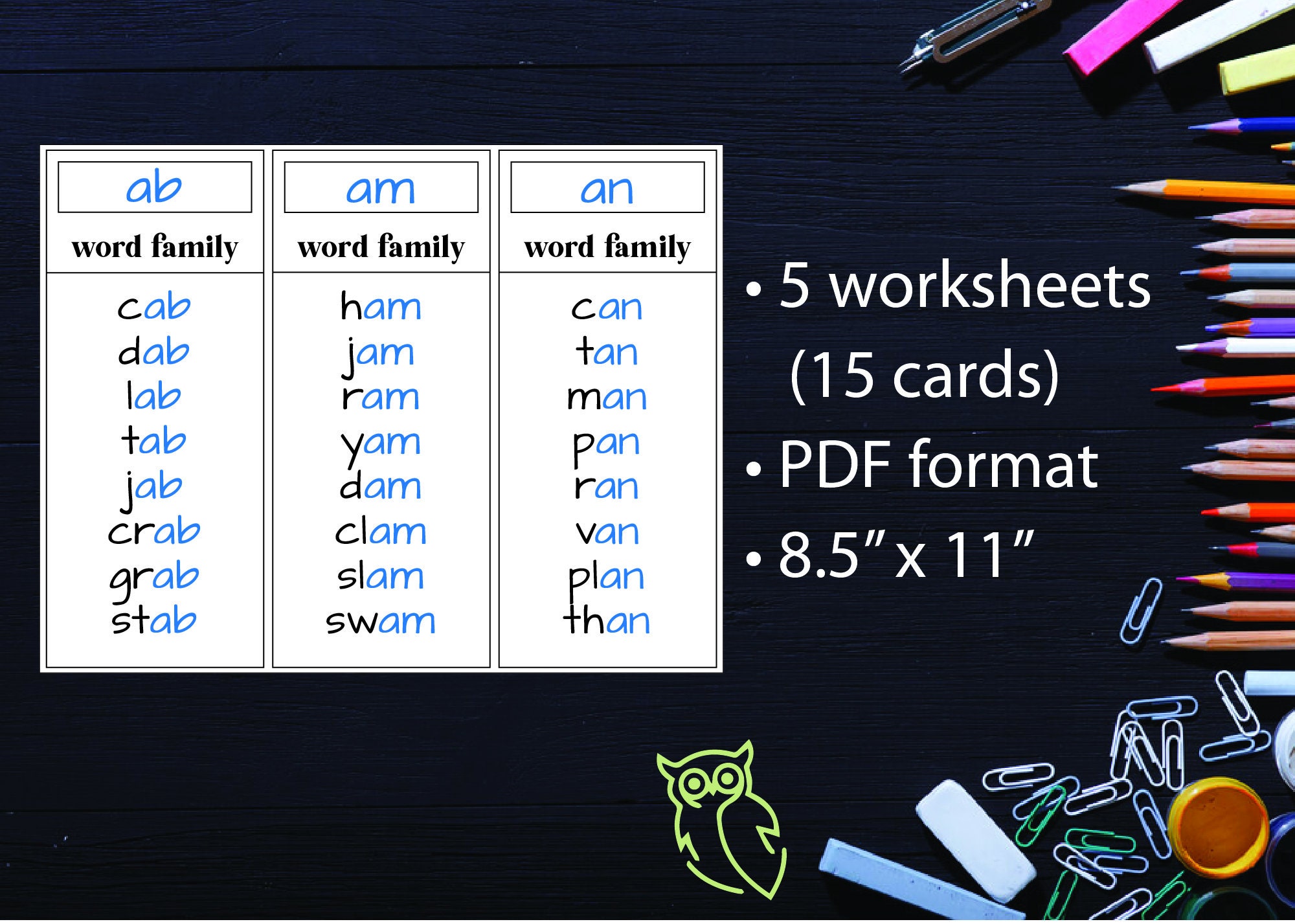 Word Family Reading Printables Flashcards Worksheet Homeschool ...