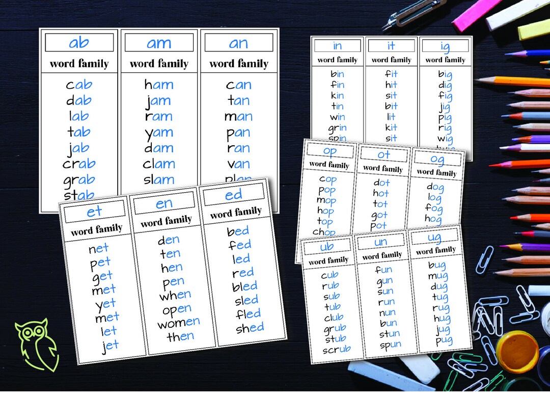 Word Family Reading Printables Flashcards Worksheet Homeschool ...