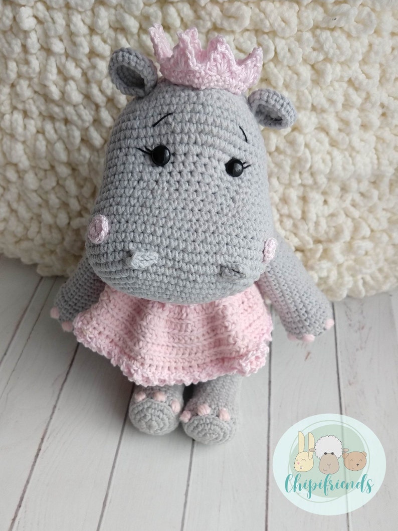 Crochet Pattern, Princess Anya Hippo, Amigurumi Hippo With Dress ...