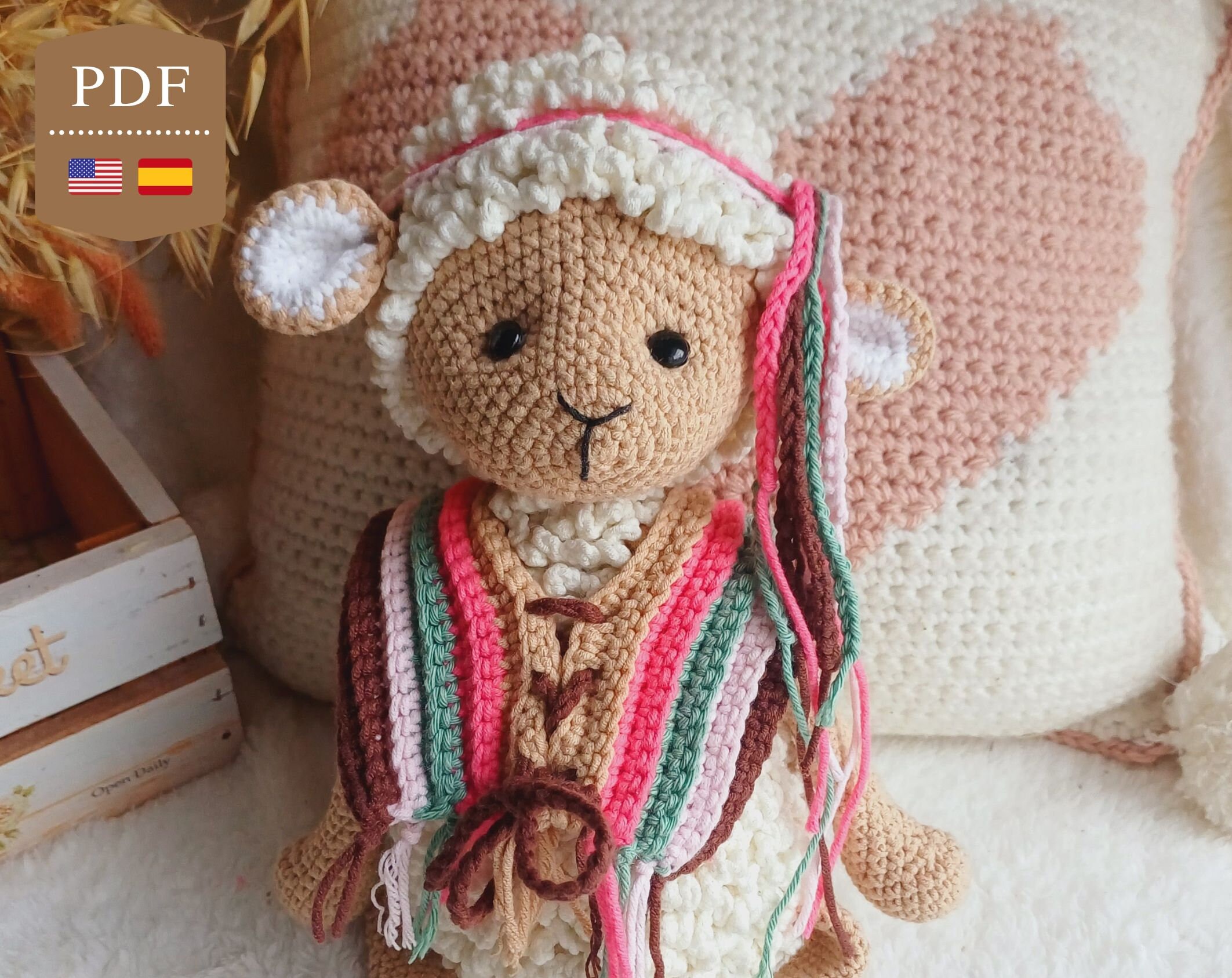 Crochet Pattern, Amigurumi Tina the Sheep, Adorable Tribal Sheep ...