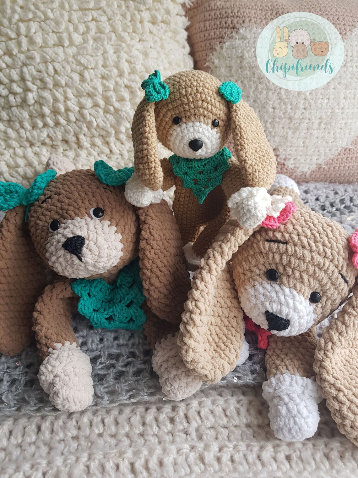 Crochet Pattern, Amigurumi Lovey Dog Snuggler, Cute Crochet Dog Pattern ...